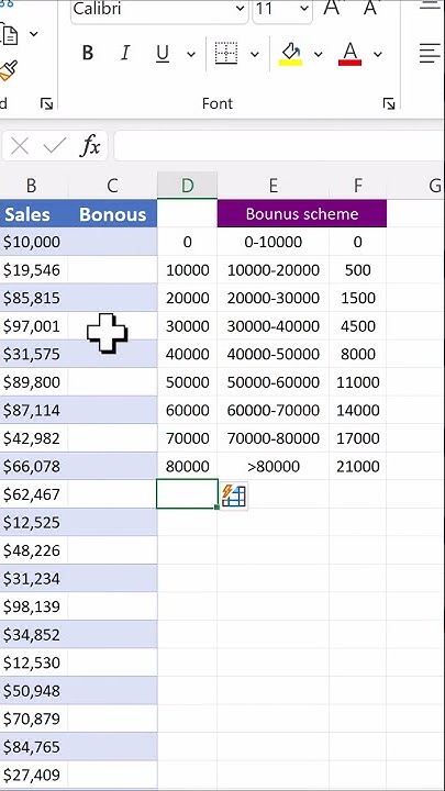Calculate Employee bonus in Excel - Vlookup No IF | #shorts - YouTube