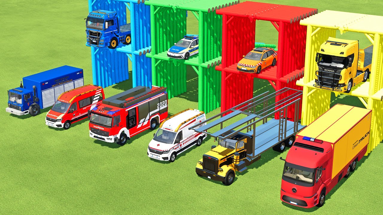 TRANSPORTING AMBULANCE, FORD POLICE, SERVICE TRUCK, FIRE DEPARTEMENT ...