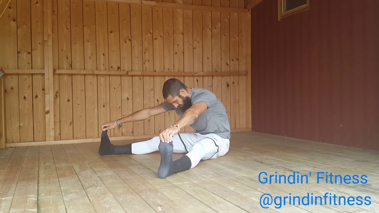 Hamstring stretch -- 2 legs feet apart - YouTube