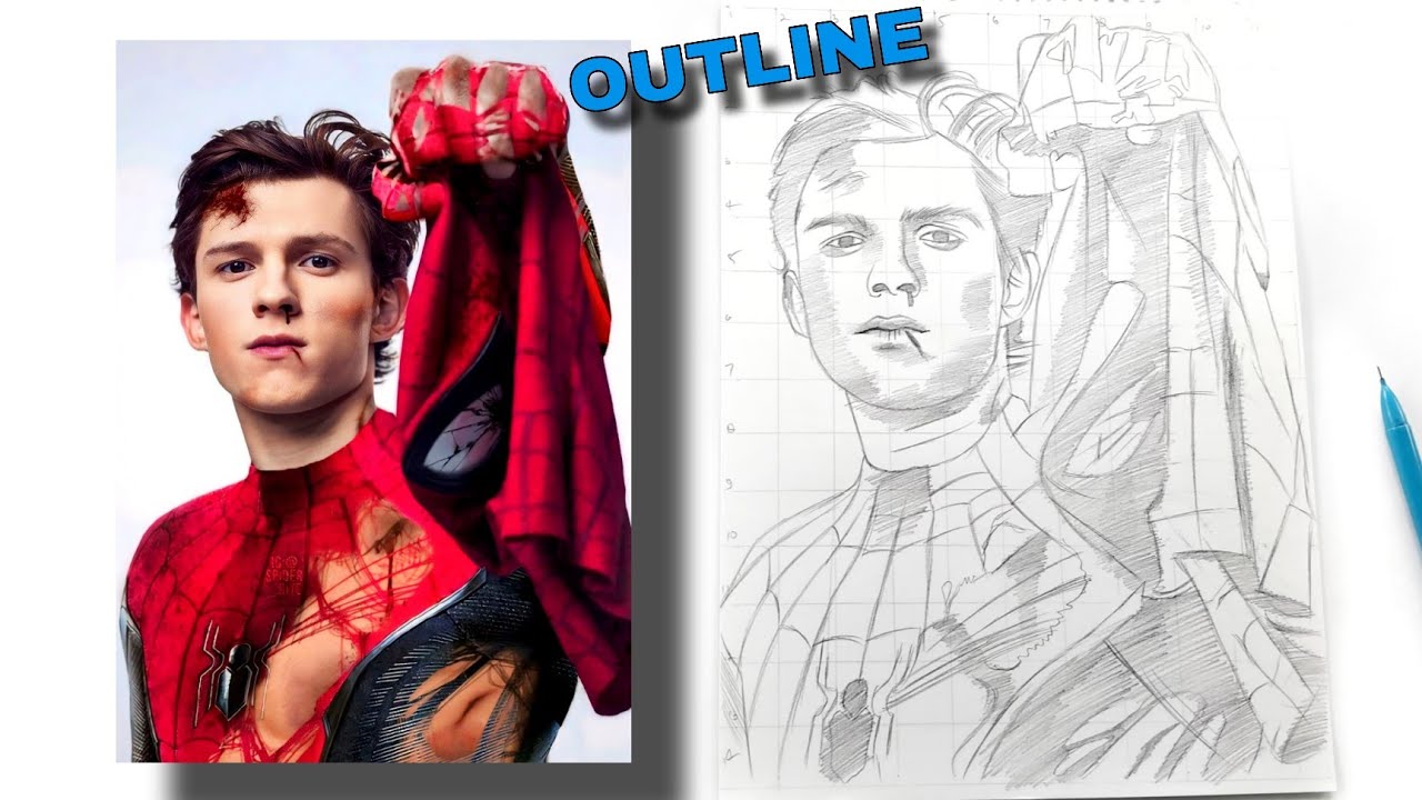Spider-Man: No Way Home drawing, Outline Tutorial - YouTube