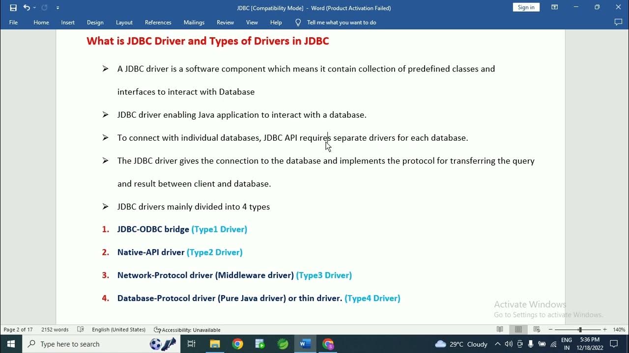 What is JDBC Driver and types of Drivers in JDBC - YouTube