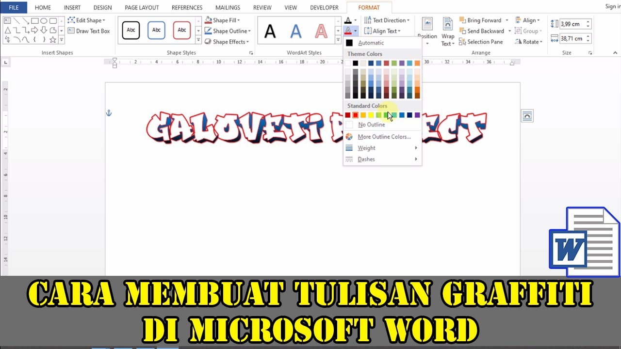 CARA MEMBUAT TULISAN GRAFFITI DI WORD - YouTube