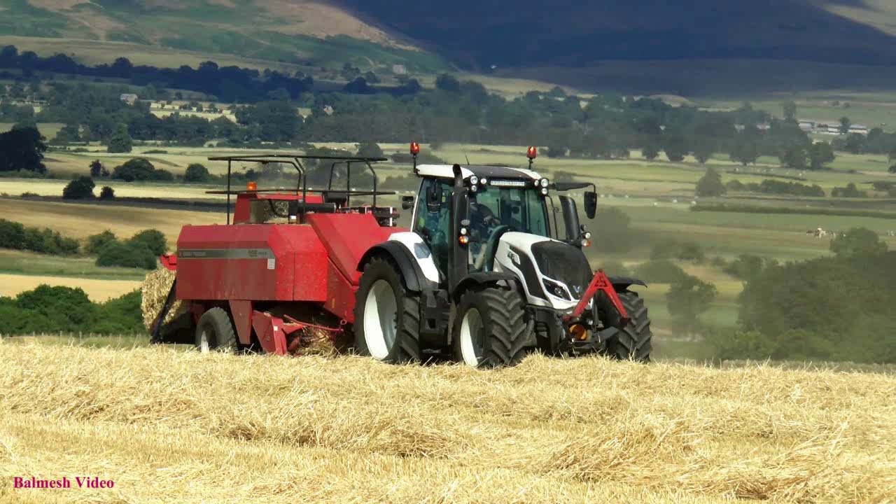 Straw Harvest with MF 185 Big Baler and Valtra. - YouTube