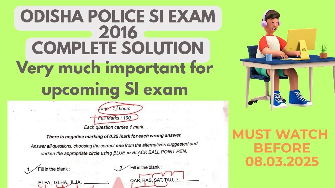 Odisha Police SI Exam 2016 paper Solution//Most Important Police SI ...
