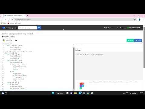 Implementation of Insertion sort in Linked list format in python #Code ...