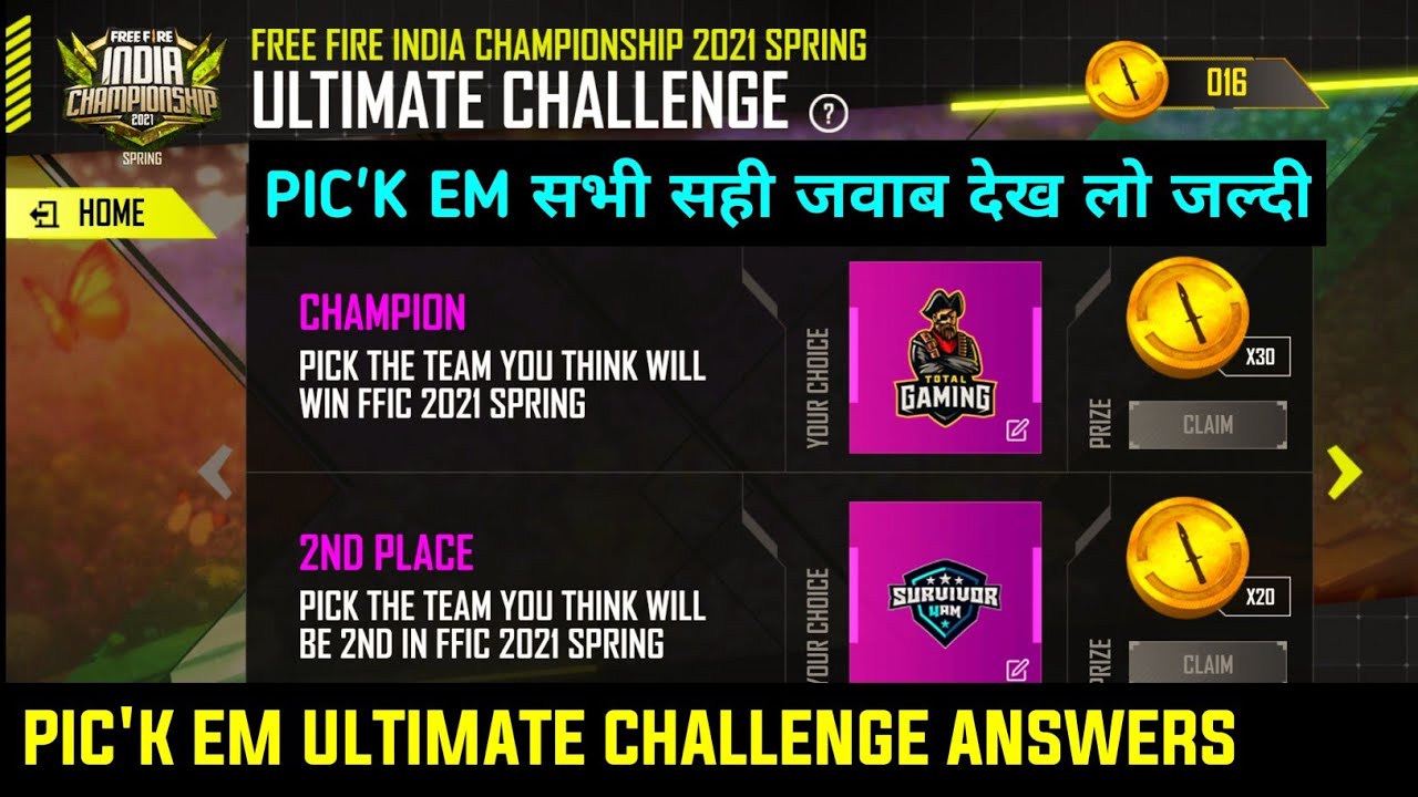 Pick'em Ultimate Challenge Event Free Fire | Pick Em Challenge Esports ...