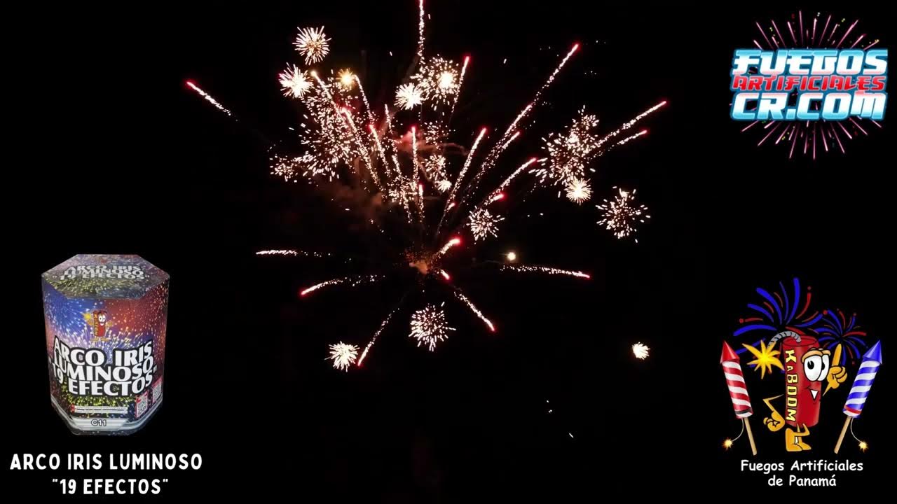 Caja Multicolor Arco Iris Luminosos 19 Tiros, Fuegos Artificiales Cross - YouTube