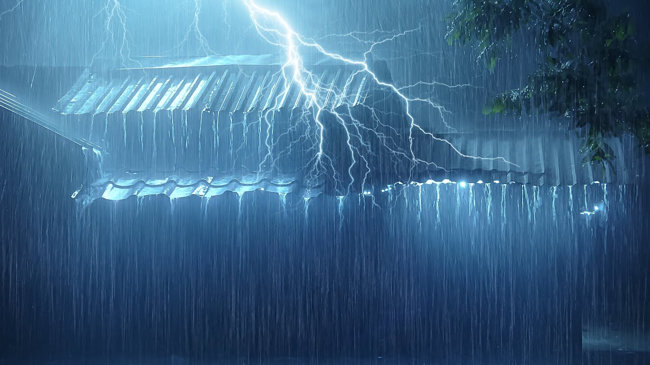 [No Ads] Intense Thunderstorm on Metal Roof | Heavy Rain Sounds ...