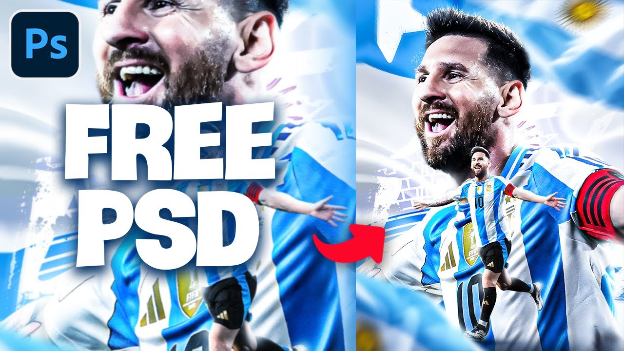 How to Design Poster Football in Photoshop -Messi - Simple Design - YouTube