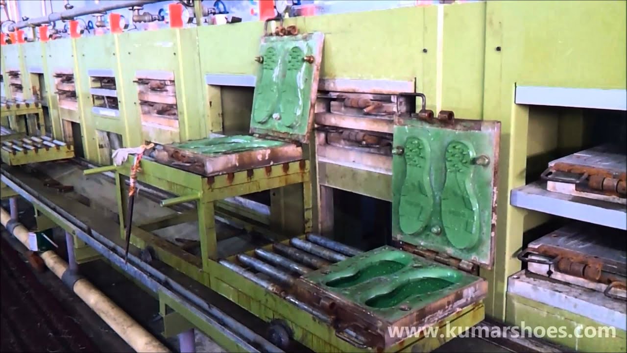 Hot & Cold EVA Second Moulding Machine for Making Phylon Sole - YouTube