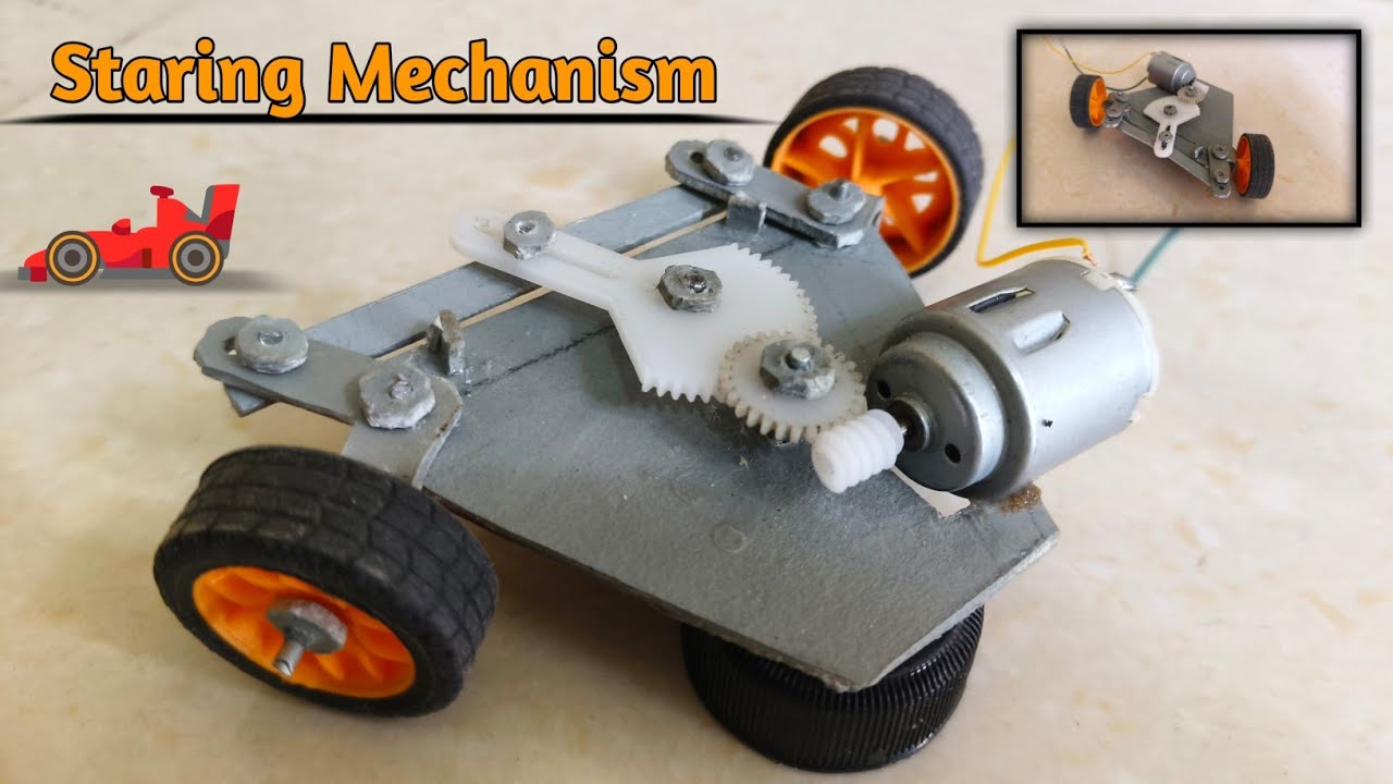 Car Ka Steering Mechanism kaise banaye / How To Make Steering Mechanism ...