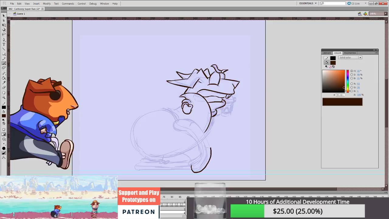 Super Run Animation, Inking Process Pt 2 - (Guinea Pig Parkour Live ...