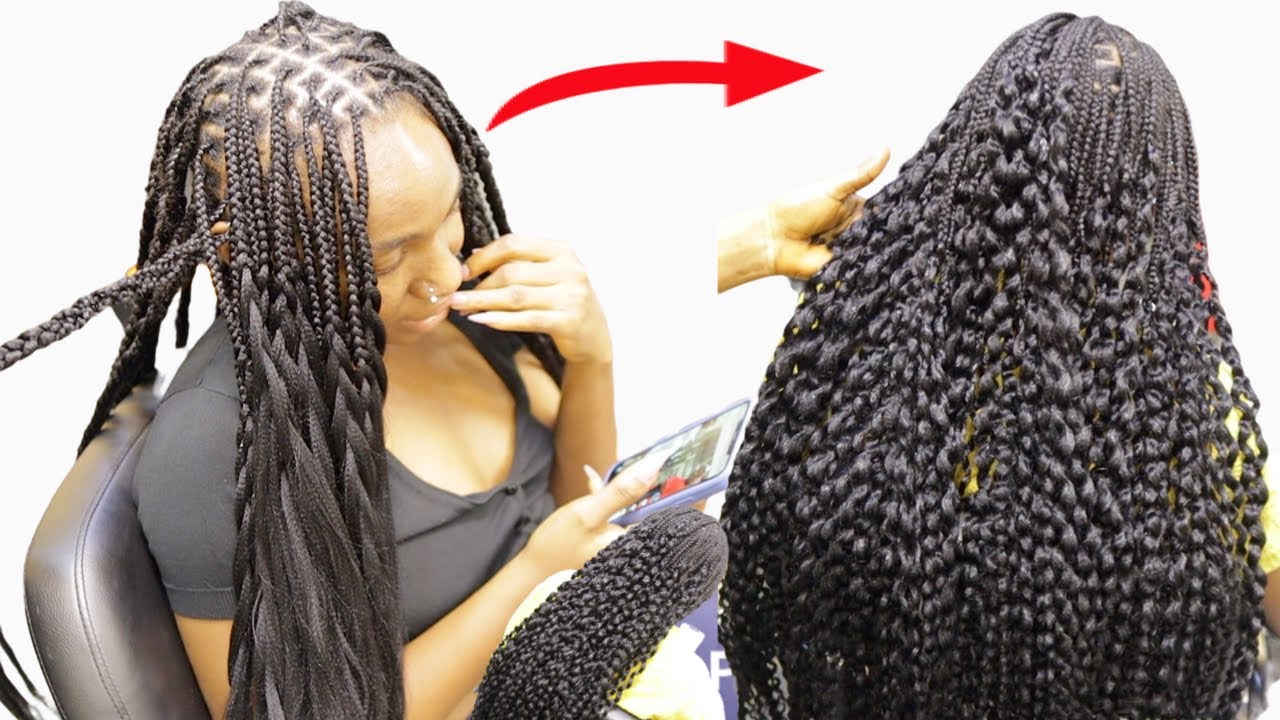 How To Box Braids / How To Curl Braids - YouTube