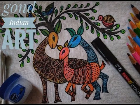 simple way to draw gond art. Indian tribes art work. - YouTube