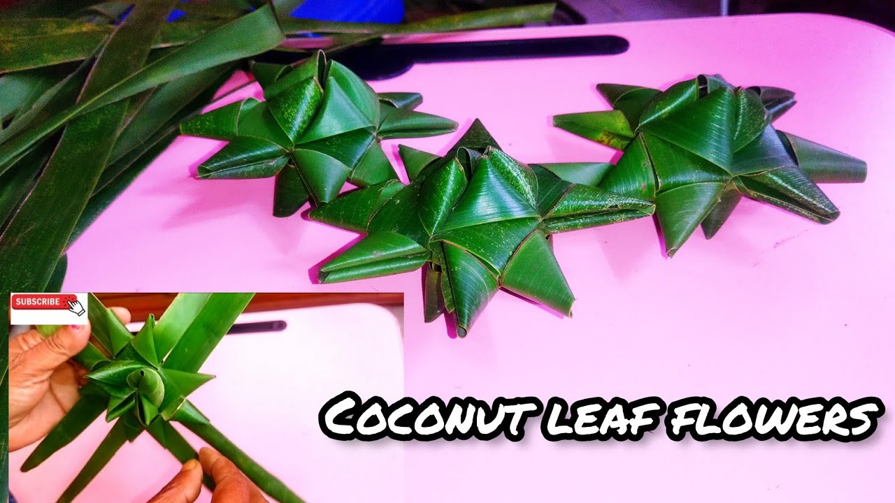 Coconut leaf craft ideas || How to make flower with coconut leaves ...