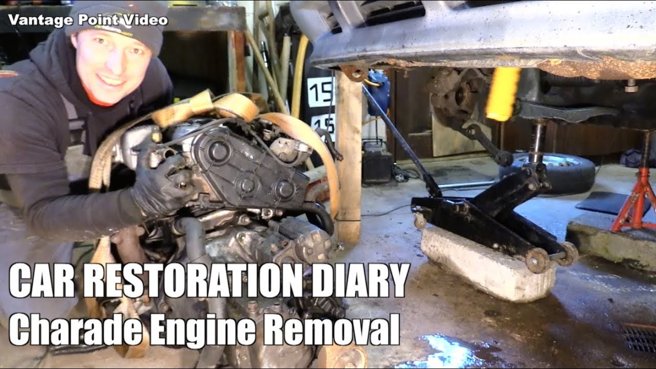 Engine Removal Daihatsu Charade: Charade Restoration #4 - YouTube