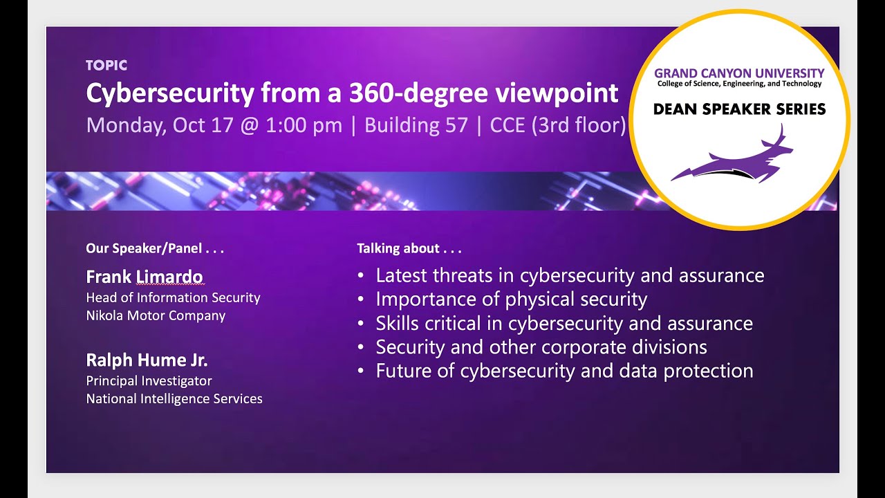 GCU Dean's Speaker Series: Cybersecurity Panel [Oct 17, 2022] - YouTube