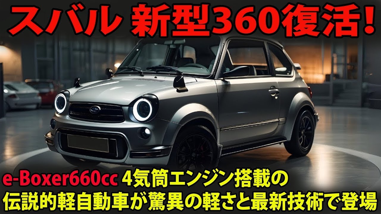 スバル 新型360復活！e-Boxer660cc 4気筒エンジン搭載の伝説的軽自動車が驚異の軽さと最新技術で登場 - YouTube