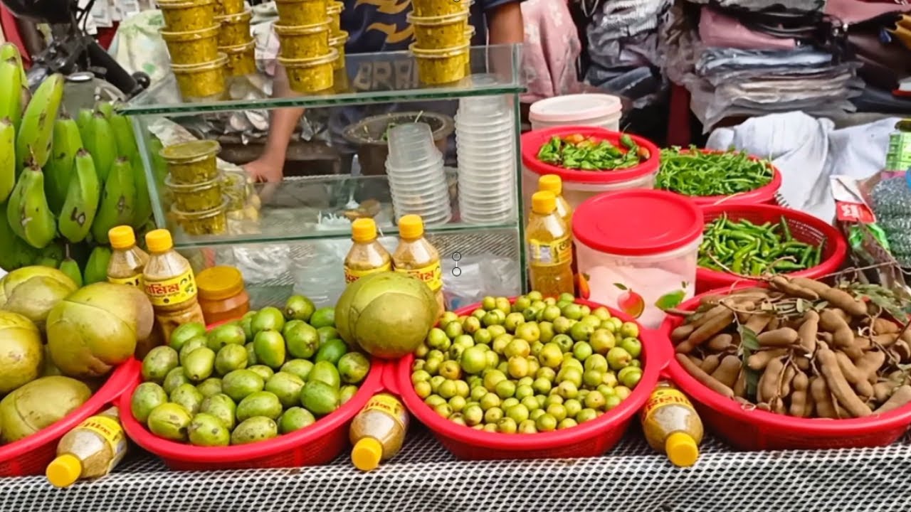 Mix Fruits Vorta - Green Banana Recipe - Kacha Kola Vorta - Street Food ...