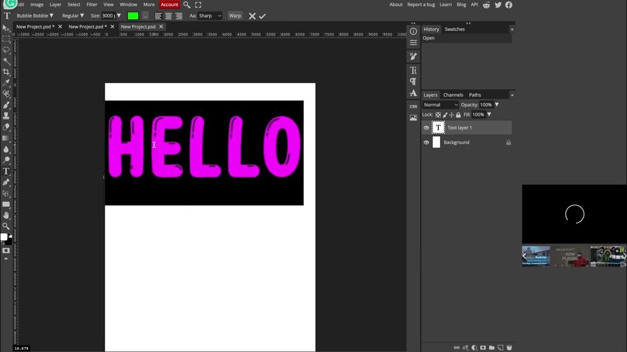 Create stretched text effect in Photopea - YouTube