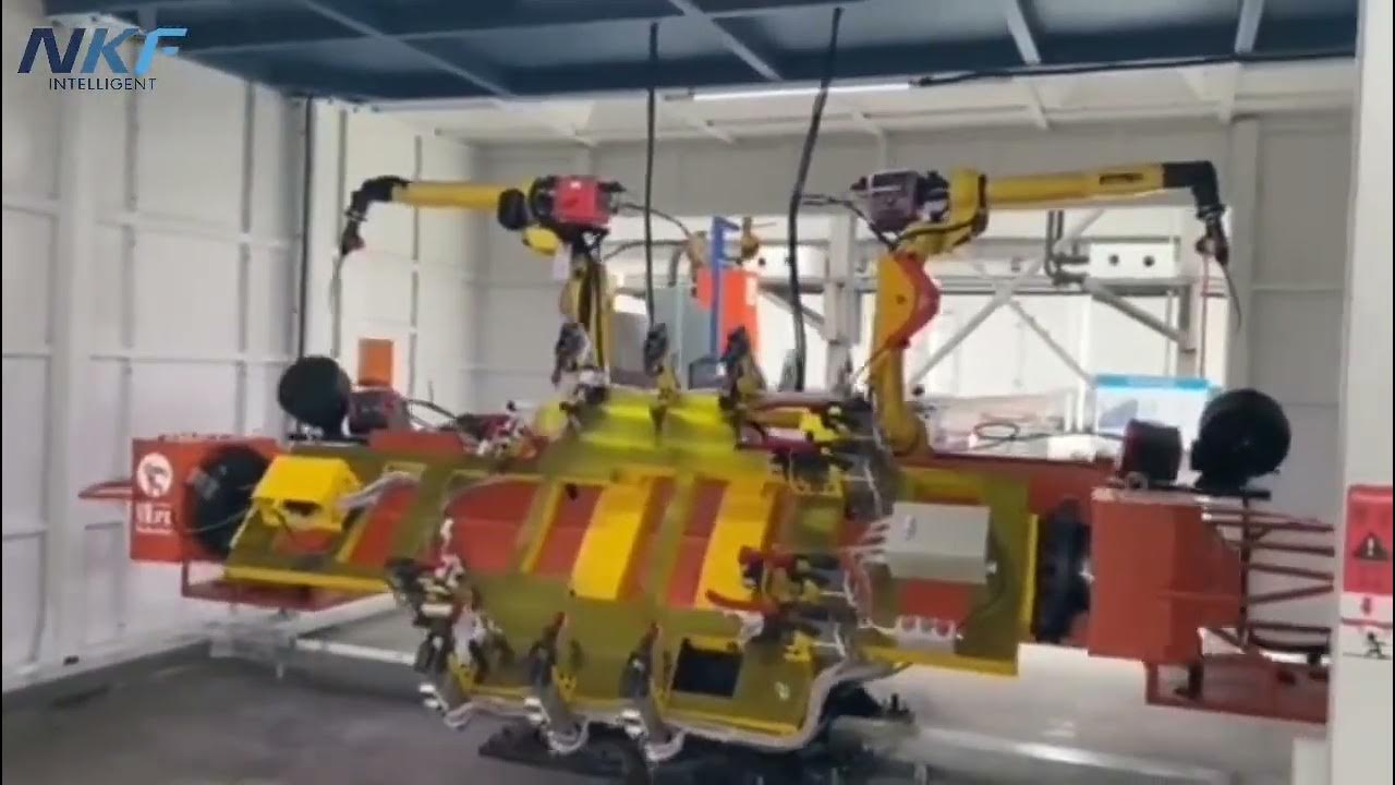 Our 800KG payload three-axis horizontal positioner, equipped with 2 sets of Fanuc welding robots ...