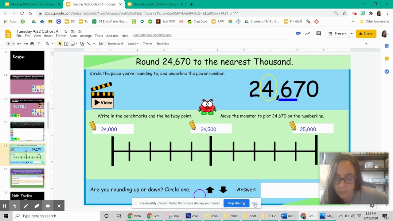 How to round on google slides using a numberline and benchmarks - YouTube