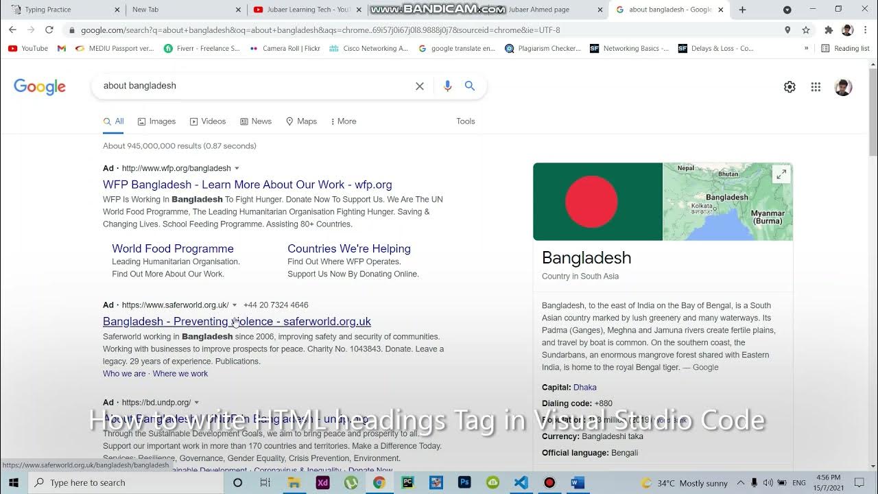 How to write the HTML is heading tag in Visual Studio Code |Jubaer ...