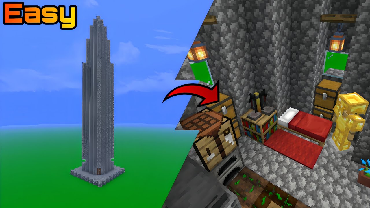 Minecraft Instant Tower With Interior Design Easy Build(Tutorial)⚒️ ...