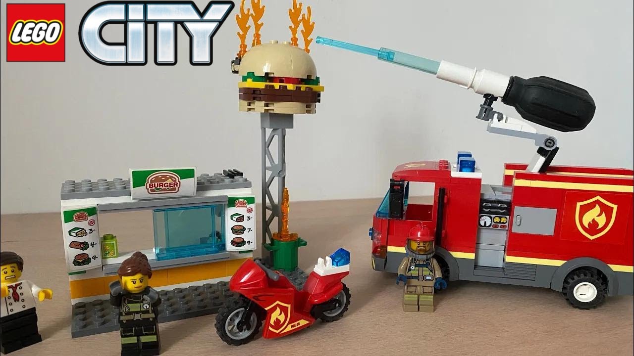 Lego City Burger Fire Rescue 60214 Speed Build - YouTube