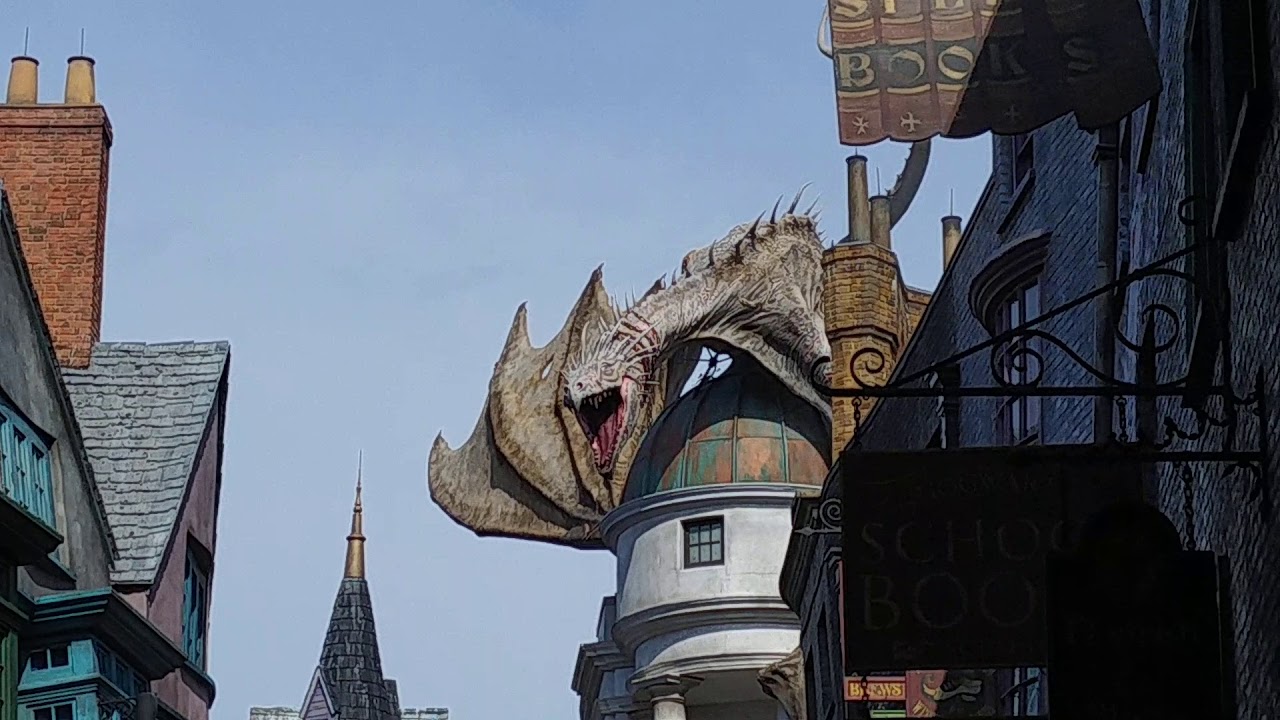 Dragon on Gringotts breathing fire@ Universal Studios Orlando - YouTube