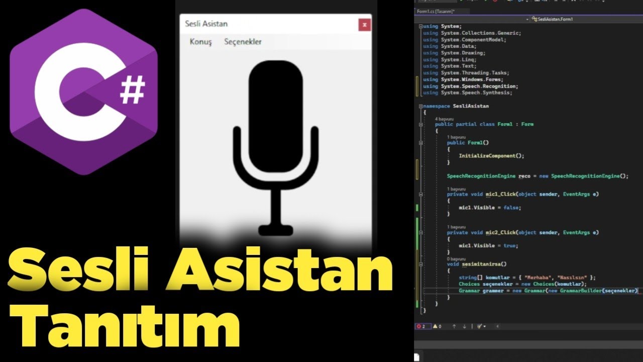 C# İle Sesli Asistan Projesi - Tanıtım - YouTube