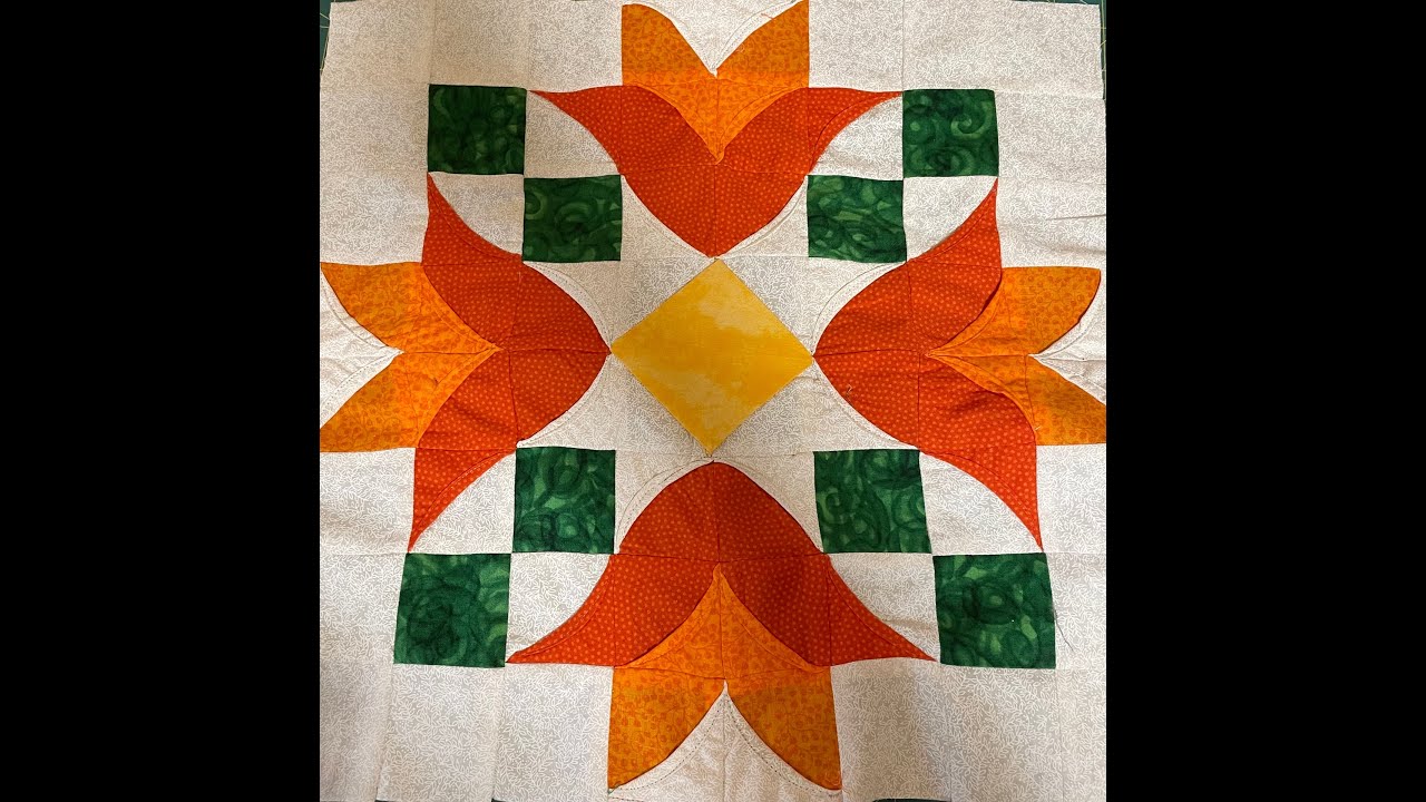 Tulip quilt block, Easy to follow,3 Dimensional and Curved piecing - YouTube