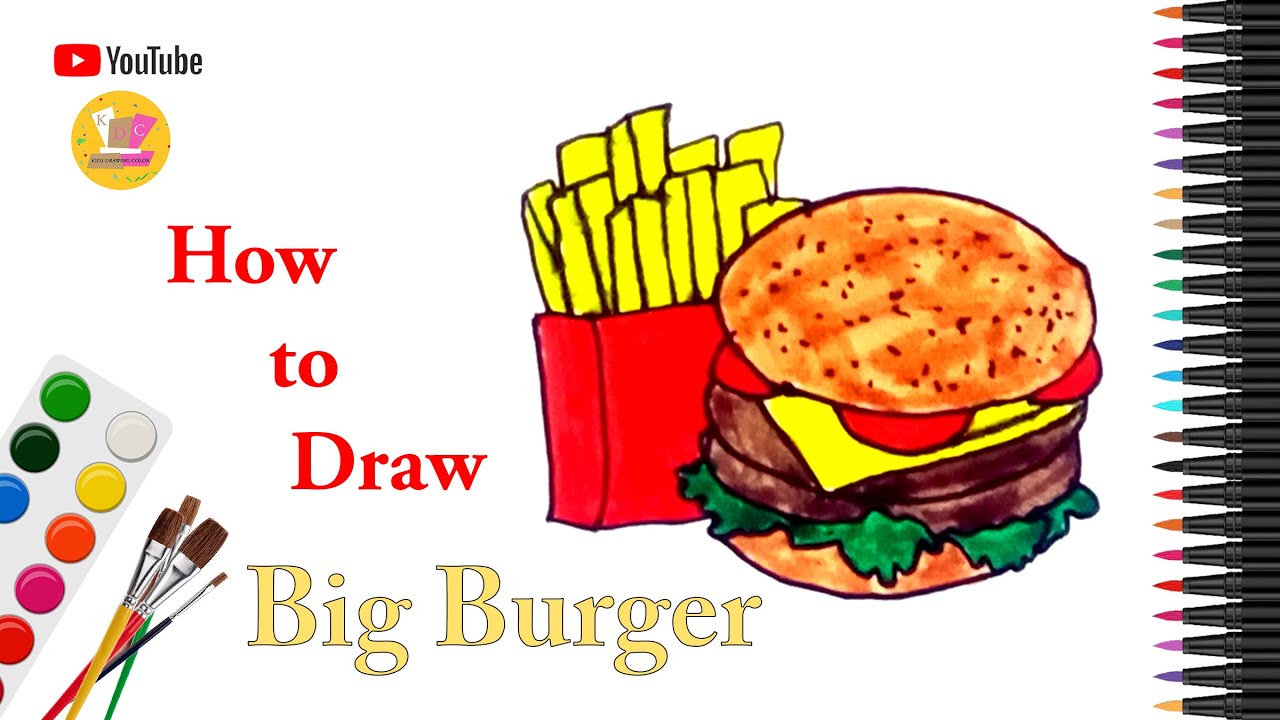 How to draw Big Burger Beautiful बिग बर्गर l easy drawing tutorial l ...