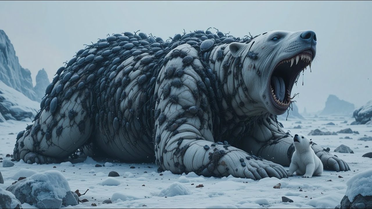 Polar Bear's body is covered with multiple wounds, scratches, and ...