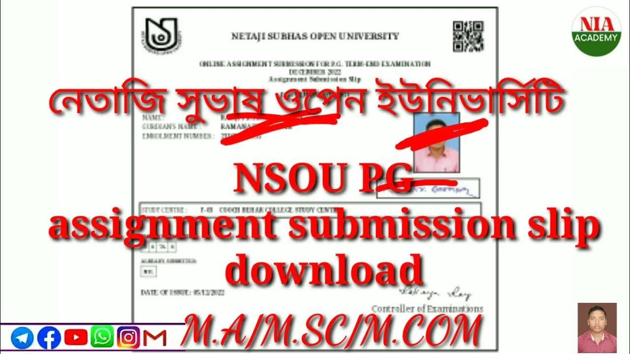 NSOU PG assignment submission slip download|| admit card download 2022||NSOU.pcdpkol.com/M.A/M ...