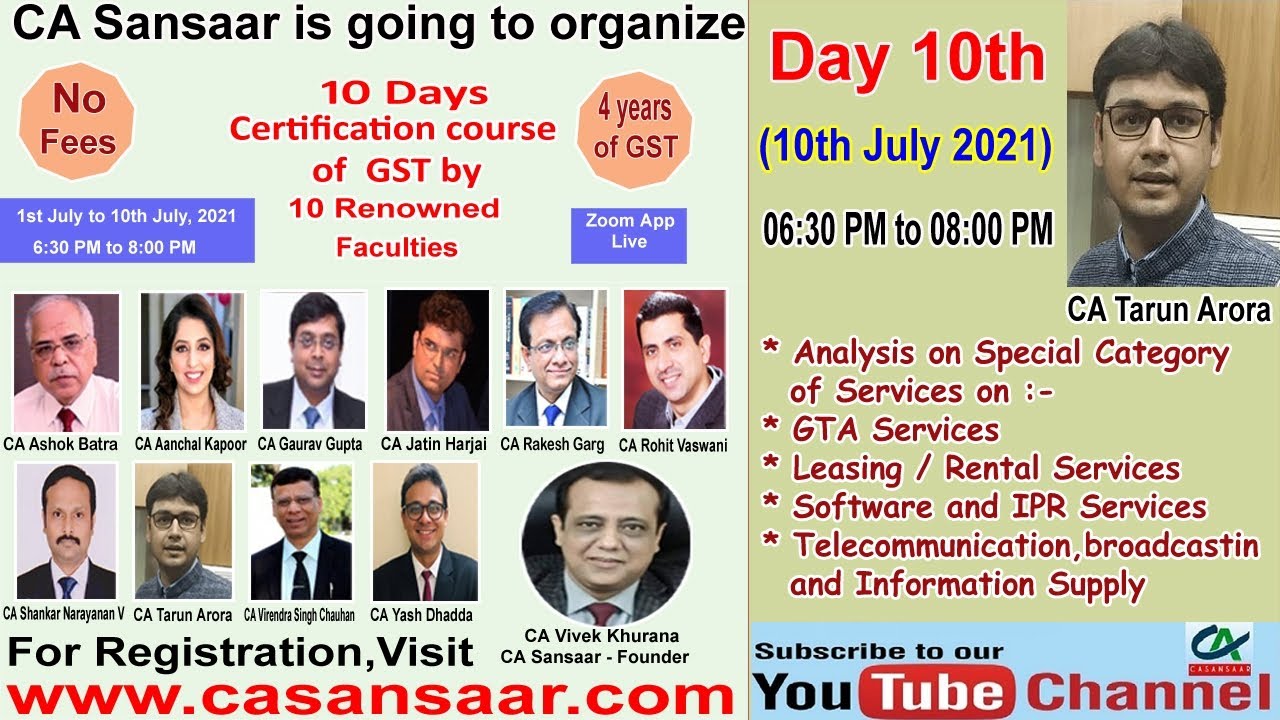 GTA, Leasing / Rental, Software, IPR Services | 10th Day by CA. Tarun ...