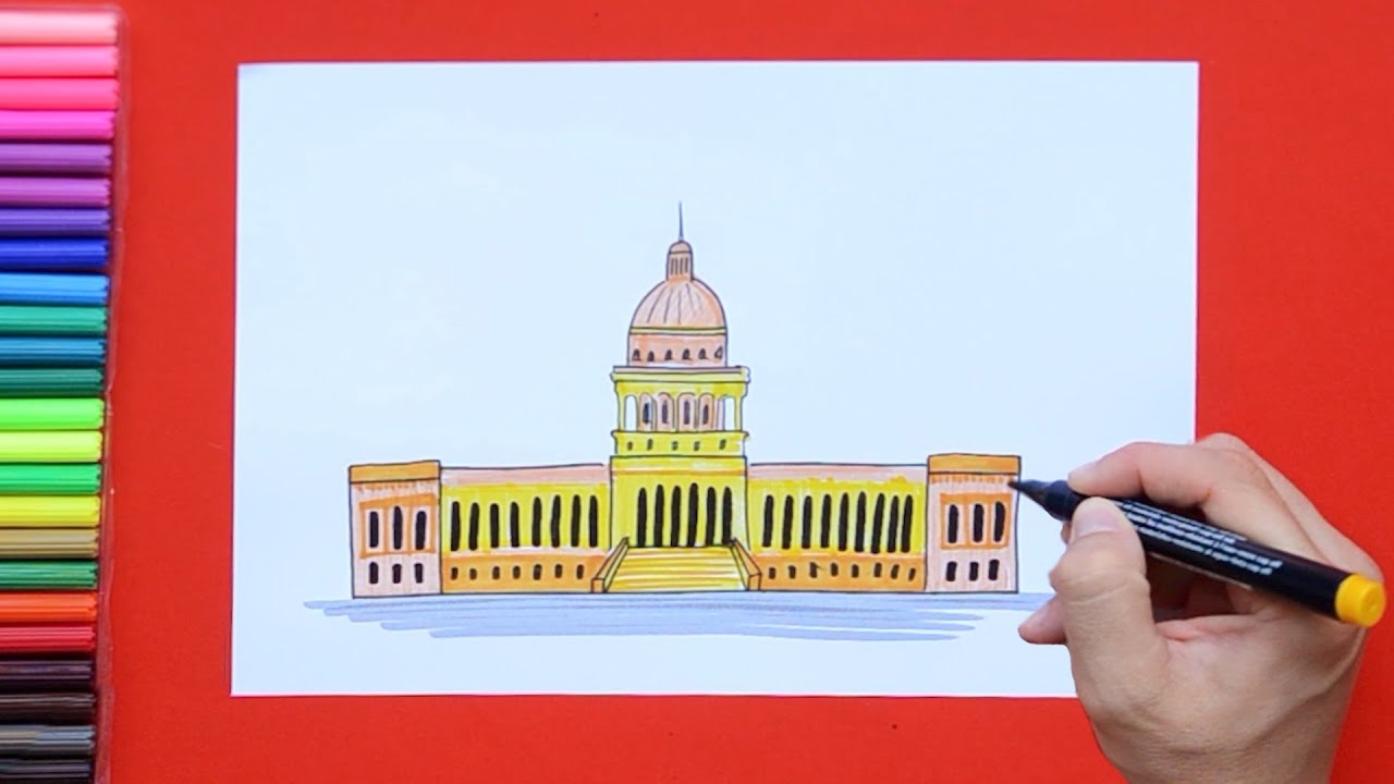 How to draw Cuba Capitol Building, Havana, Cuba - YouTube