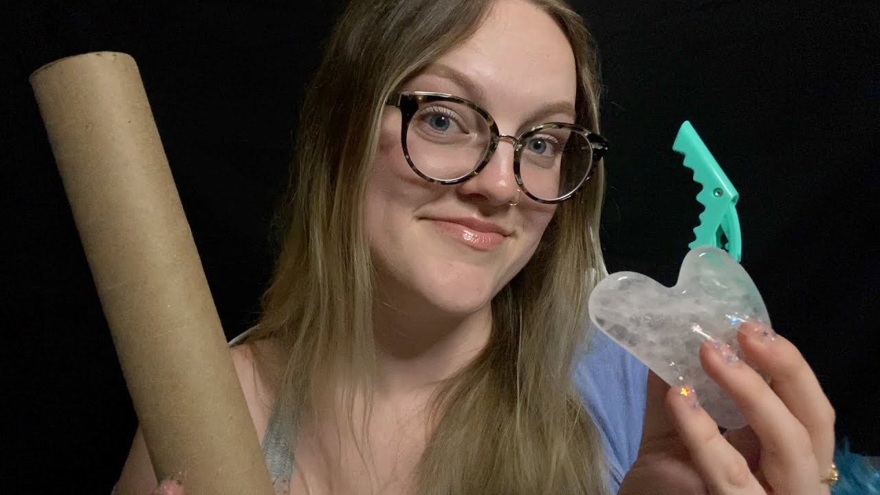 ASMR Props Show & Tell - gum chewing, whisper ramble, rummaging ...