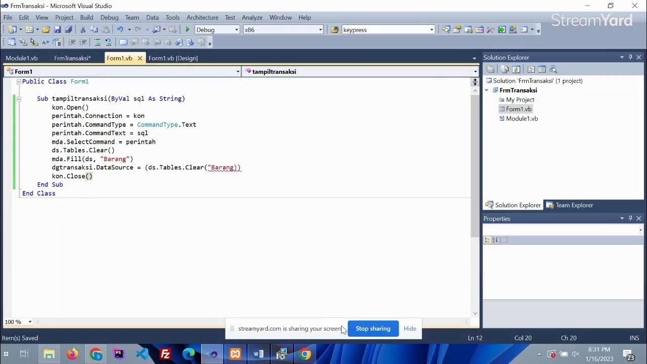 Membuat Form Transaksi dengan VB + MYSQL - YouTube