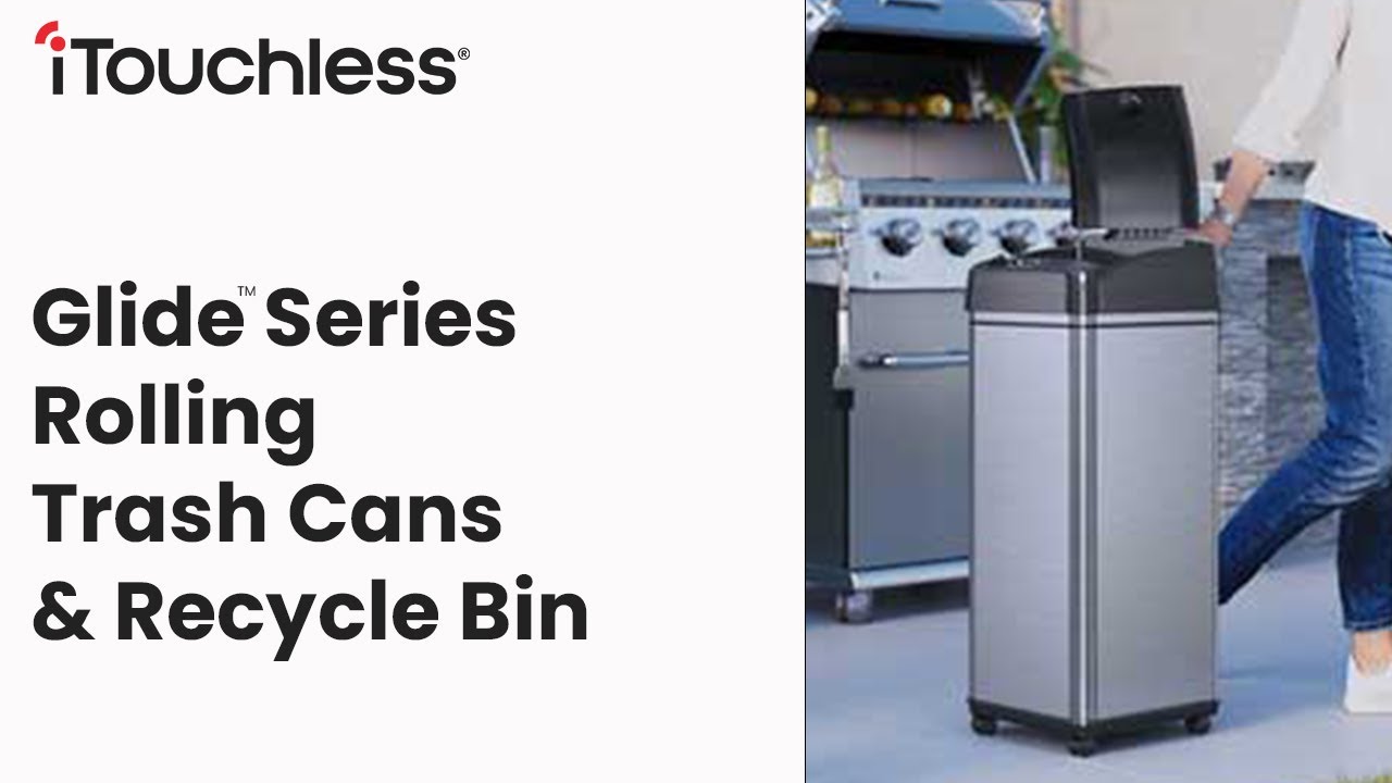 iTouchless Glide Trash Cans with Wheels for Kitchen and Backyard ...