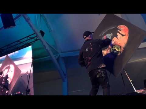 Motorised Spinning Easel - Brad Blaze speed paints an icon - YouTube