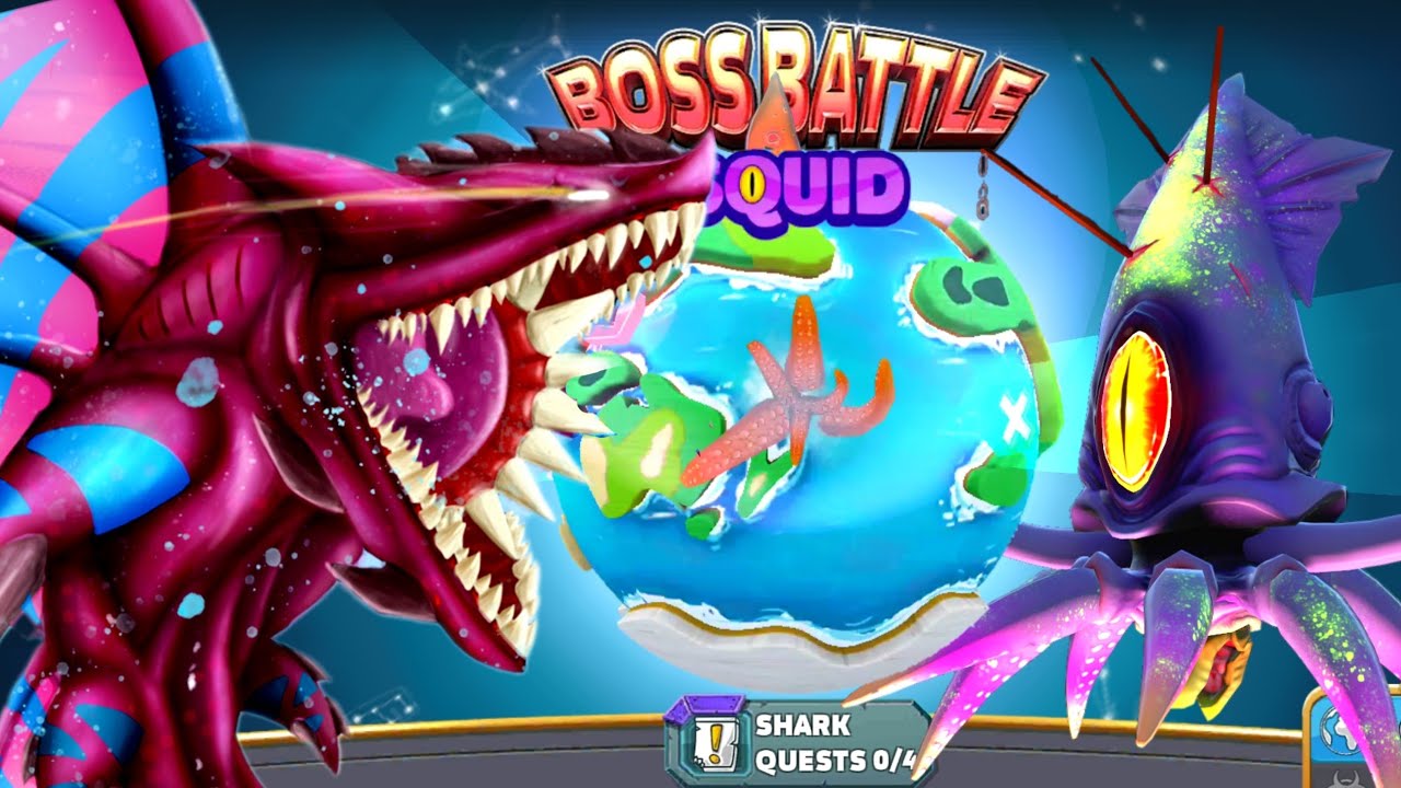 BIG BUZZ SHARK VS COLOSSAL SQUID BOSS (BOSS BATTLE) GIANT MONSTER SEA ...