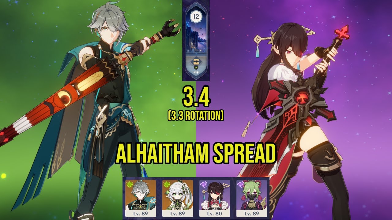 (F2P) C0 ALHAITHAM Spread | 3.4 Spiral Abyss Floor 12 (3.3 Rotation ...