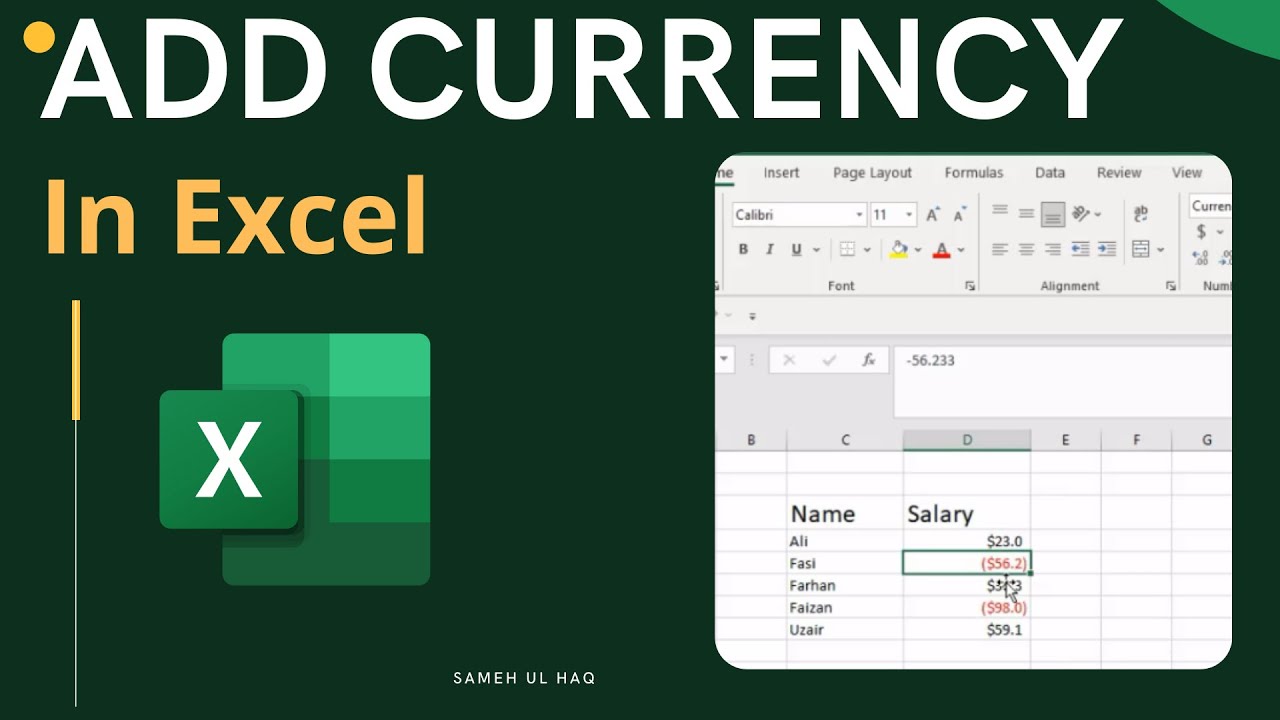 Add Any Type Of Currency in excel | #excel | #AddCurrencyInExcel - YouTube