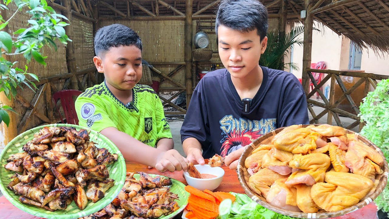 Two Brother Eating Crispy Chicken fried Yummy And Cooking By Chef Ny ...