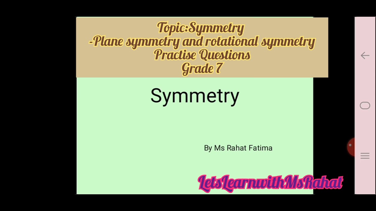 Grade 7 Plane symmetry and Rotational Symmetry Practise questions - YouTube