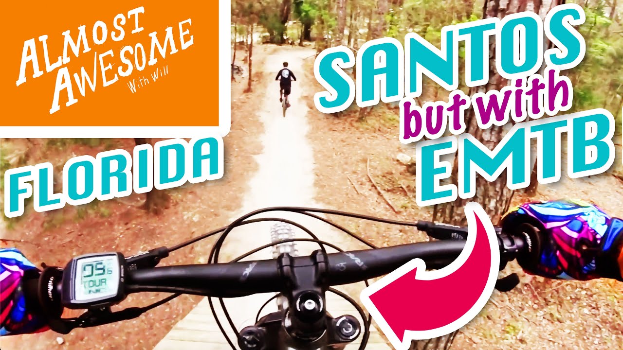 Riding Santos MTB trail on Electric Mountain Bikes - group ride - YouTube
