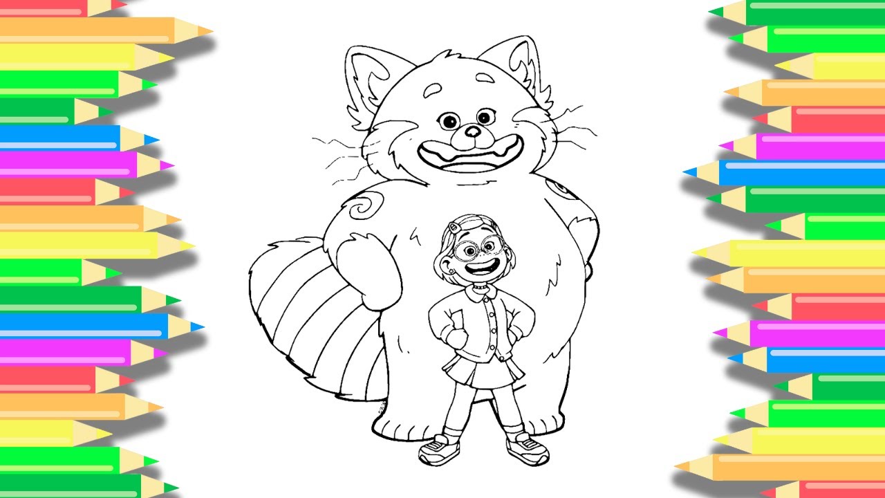 Disney's Turning Red Mei and her Panda | Easy Fun Coloring Page | [NCS ...