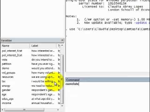 STATA Tutorials: Correlation Matrices for Continuous Variables - YouTube