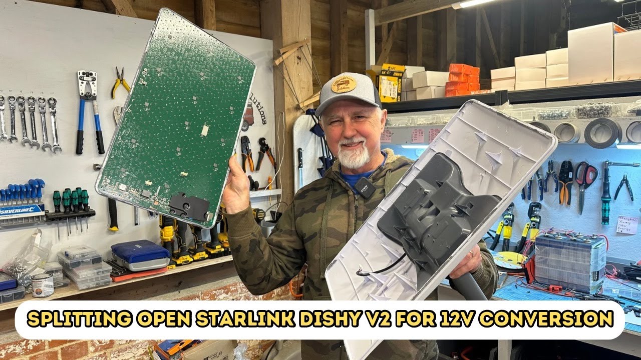Splitting open Starlink Dishy v2 for 12v conversion - YouTube